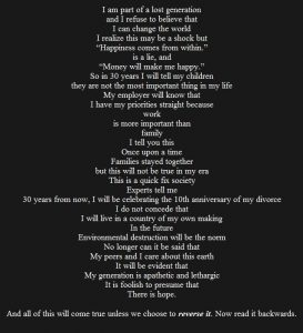 The Lost Generation Poem with opposite meaning when read backward